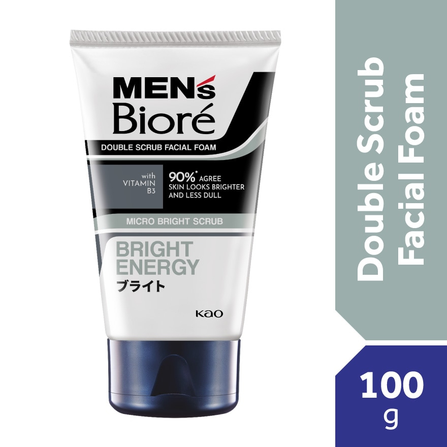 BIORE MEN'S Double Scrub Bright Energy Facial Foam Face Wash 100g ...