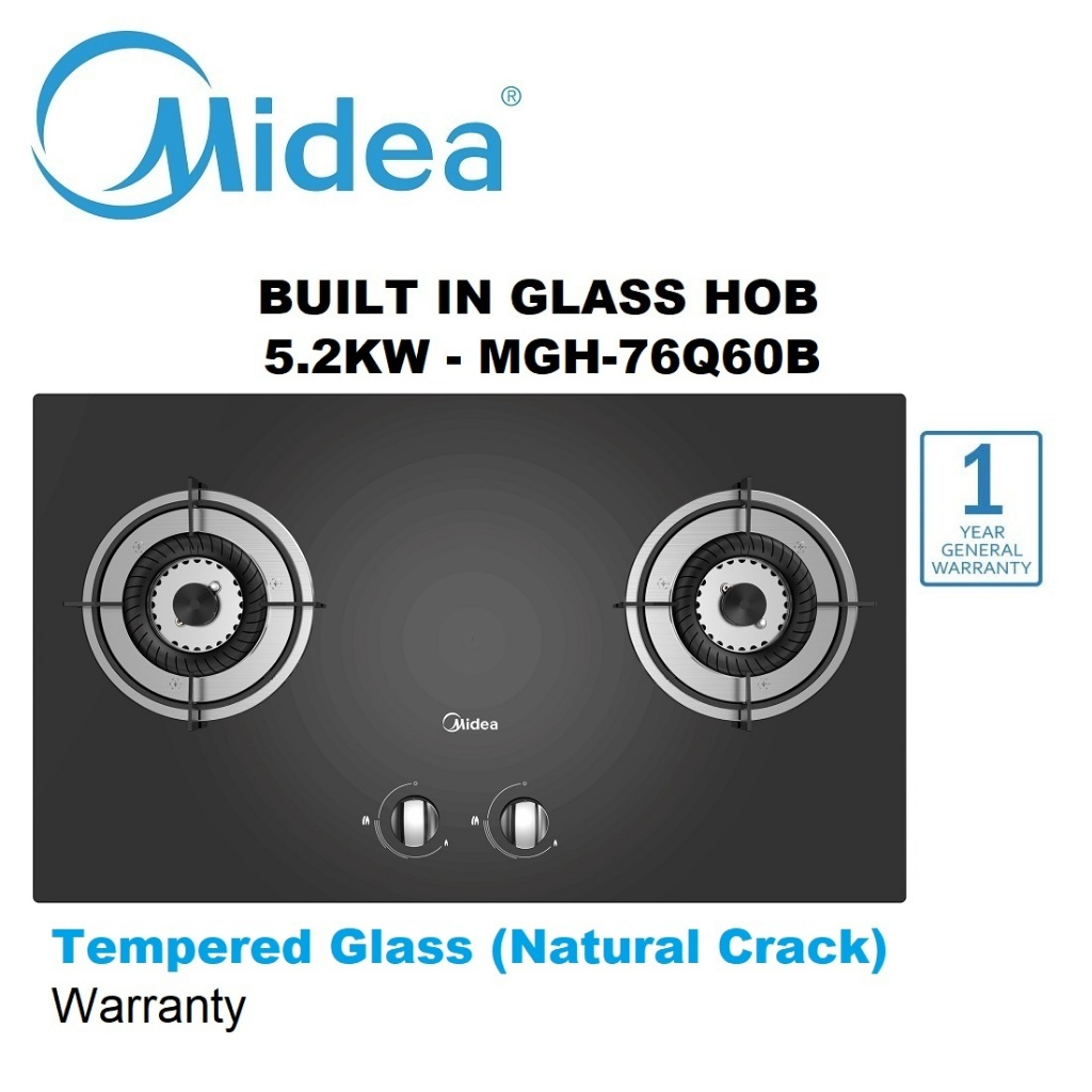 MIDEA Built-in Gas Hob with 5.2kW Burners - MGH-76Q60B | Shopee Malaysia