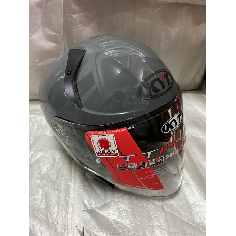 HELMET KYT TT JET OPEN FACE DOUBLE VISOR PLAIN GREY TT COURSE | Shopee ...