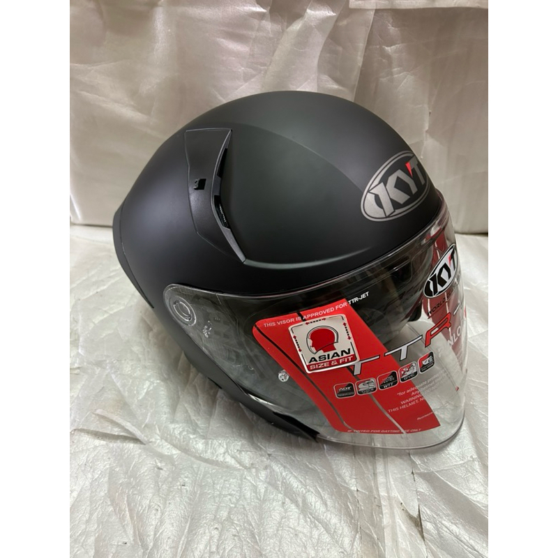 HELMET KYT TT JET OPEN FACE DOUBLE VISOR TT COURSE NFJ PLAIN MATT BLACK ...