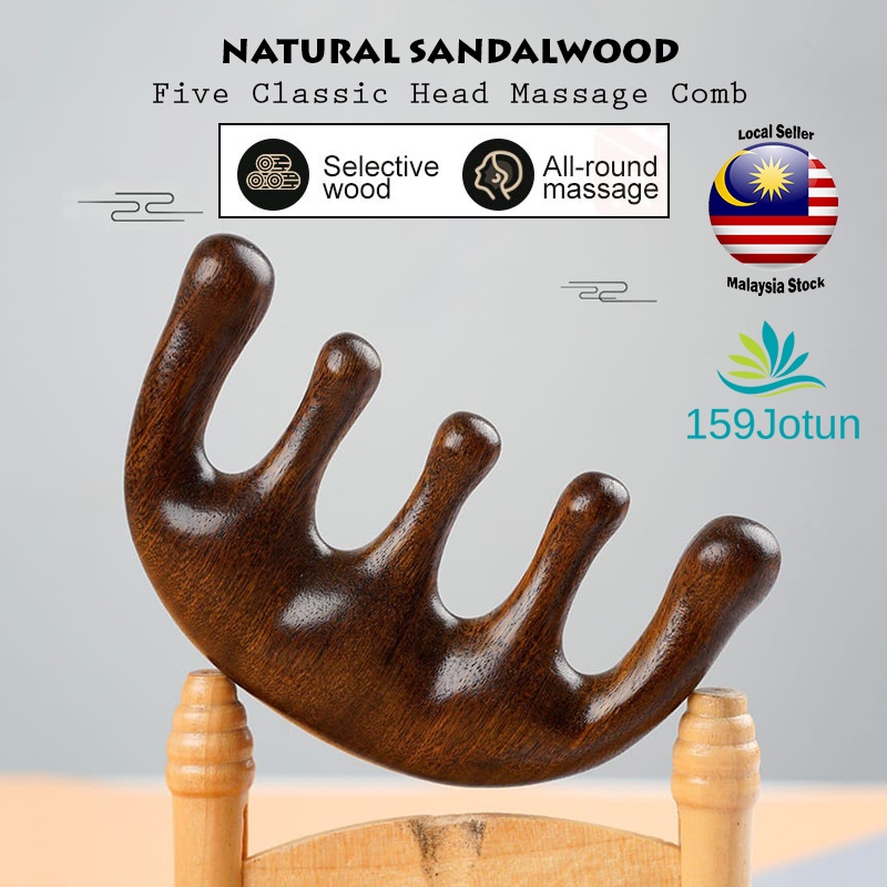 Sandalwood Comb Head Body Meridian Massage Comb Scalp Comb Five-Tooth ...