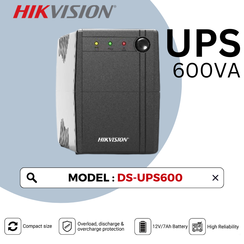 HIKVISION UPS DS-UPS600 UPS 600VA/ 360W, 12V/7Ah Battery Overload ...
