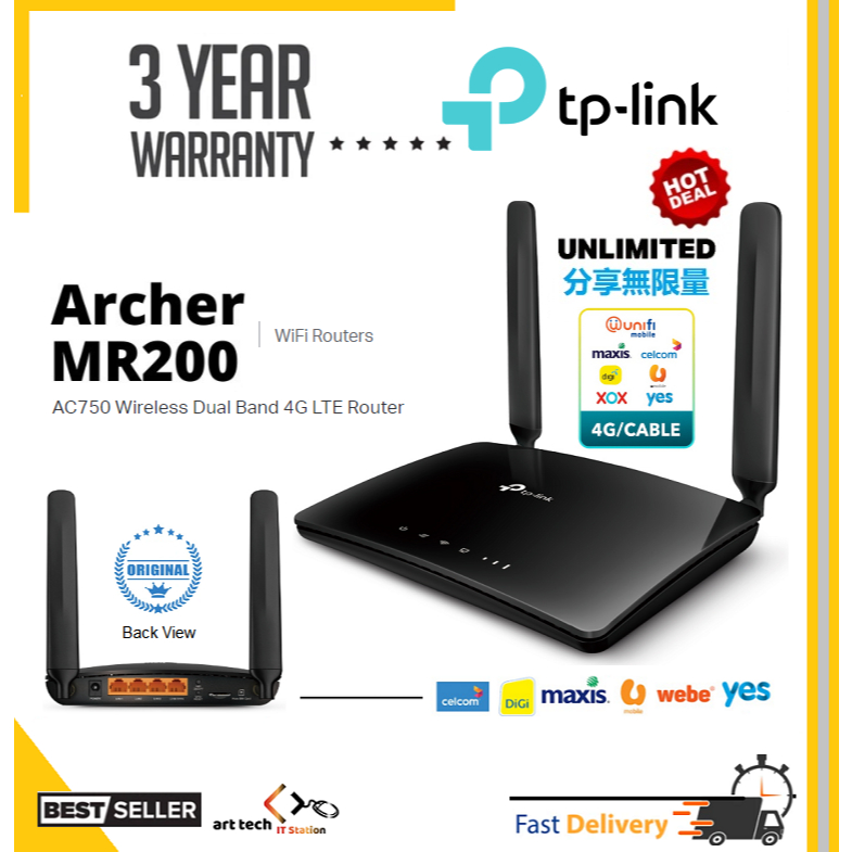 TP-LINK ARCHER MR200 AC750 WIRELESS DUAL BAND 4G LTE ROUTER | TP LINK ...