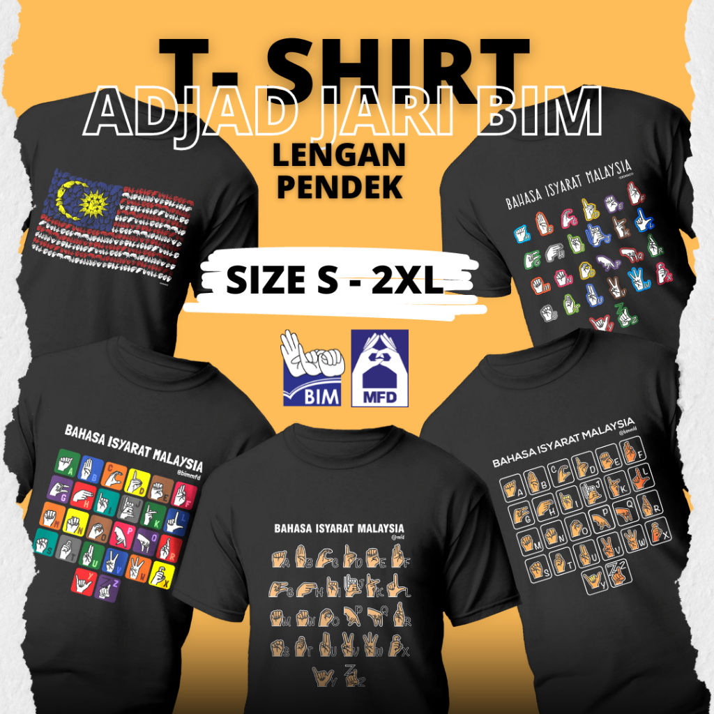 Baju T-Shirt Abjad Jari Bahasa Isyarat Malaysia | Shopee Malaysia
