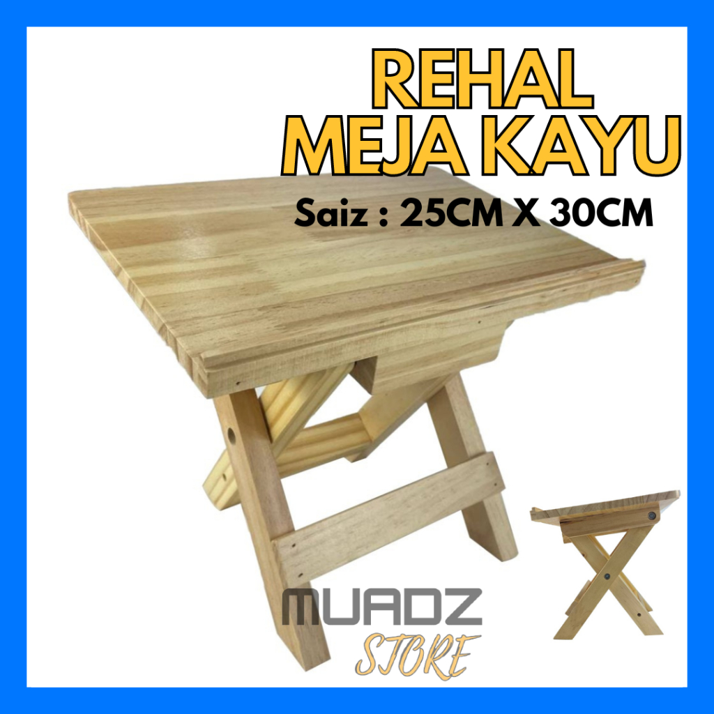 Rehal Meja Kayu untuk Mengaji - Wooden Rehal Book Rack (25cm x 30cm ...