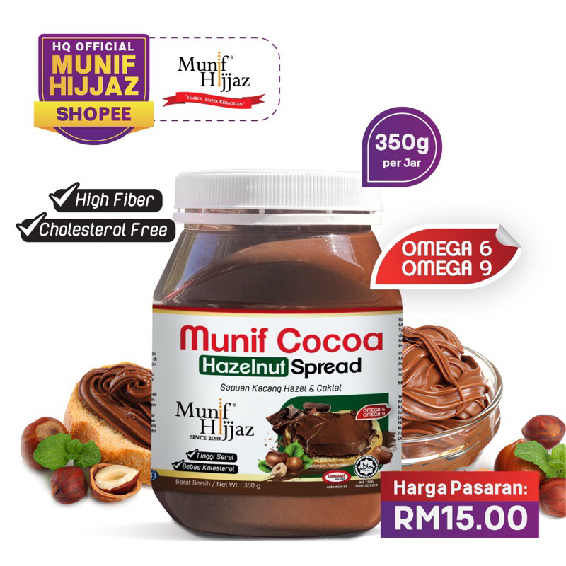 NEW! Munif Cocoa Hazelnut spread (350gram) - sapuan kacang hazel ...
