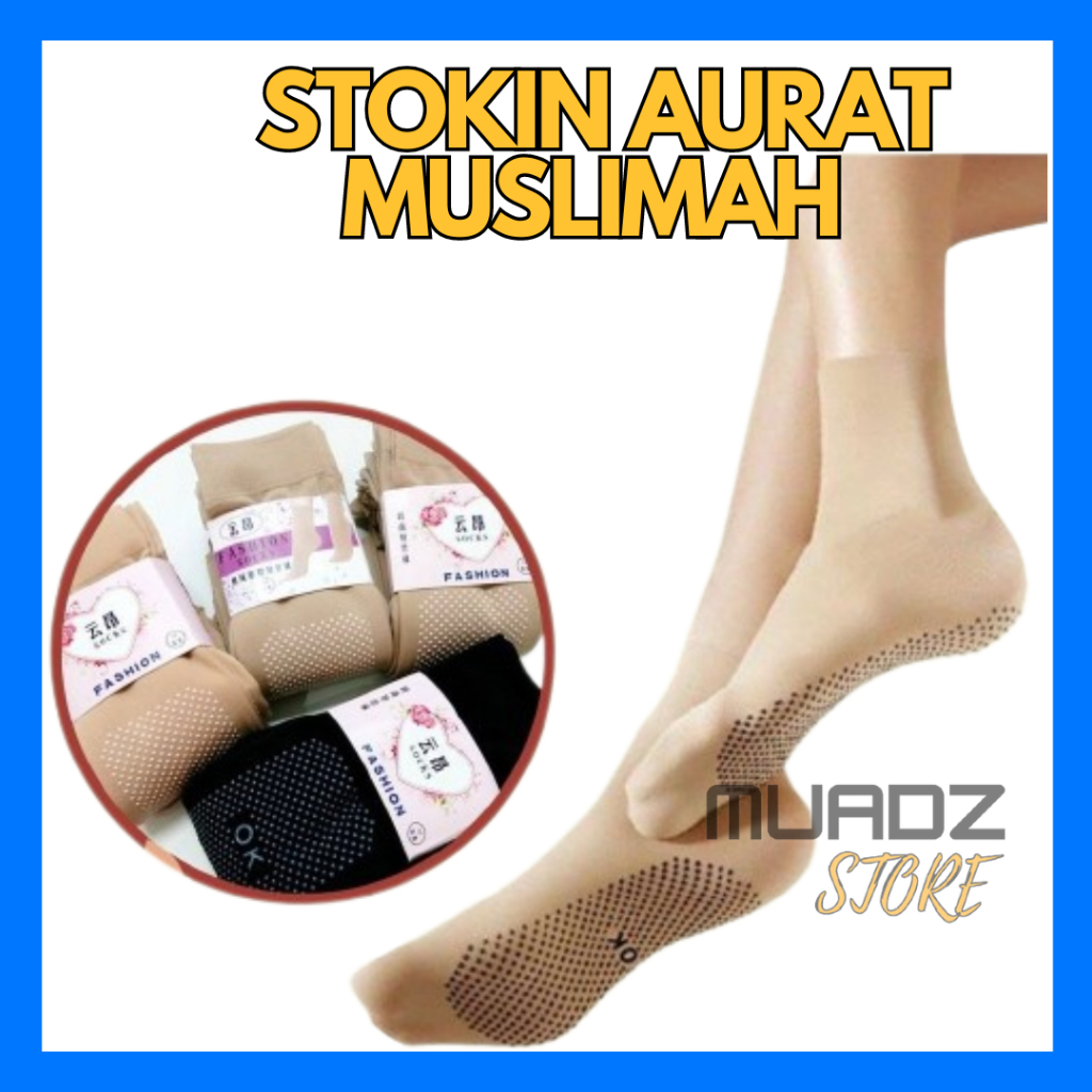 Stokin Muslimah Woman Anti Slip Skin Color Socks Perempuan Stoking ...
