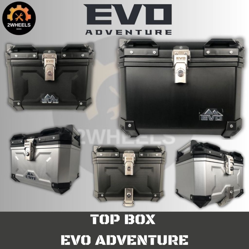 EVO ADVENTURE TOP BOX W/BACKREST & BRACKET ( 5 VARIATIONS ) | Shopee ...
