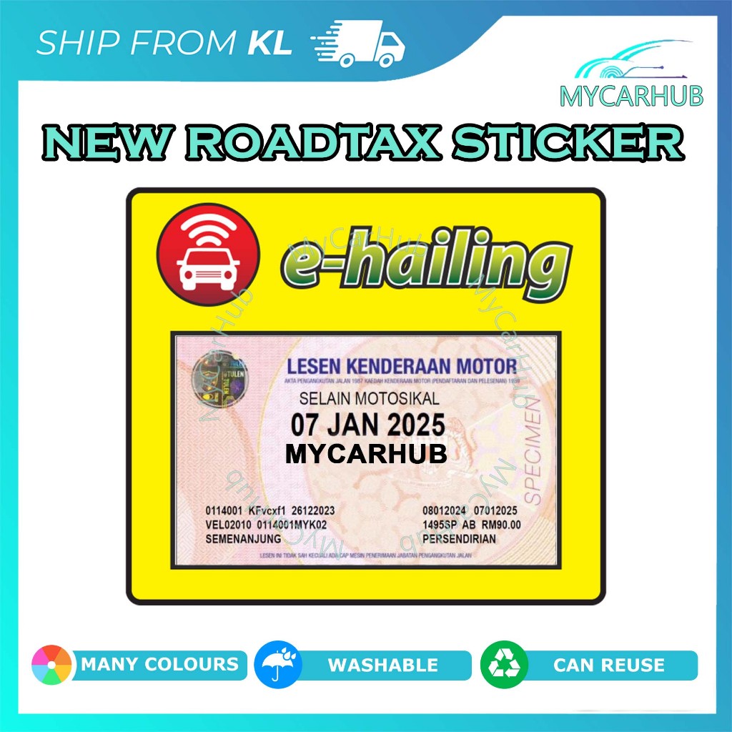 E Hailing Design Small Car Roadtax Sticker - 2 Designs | Shopee Malaysia