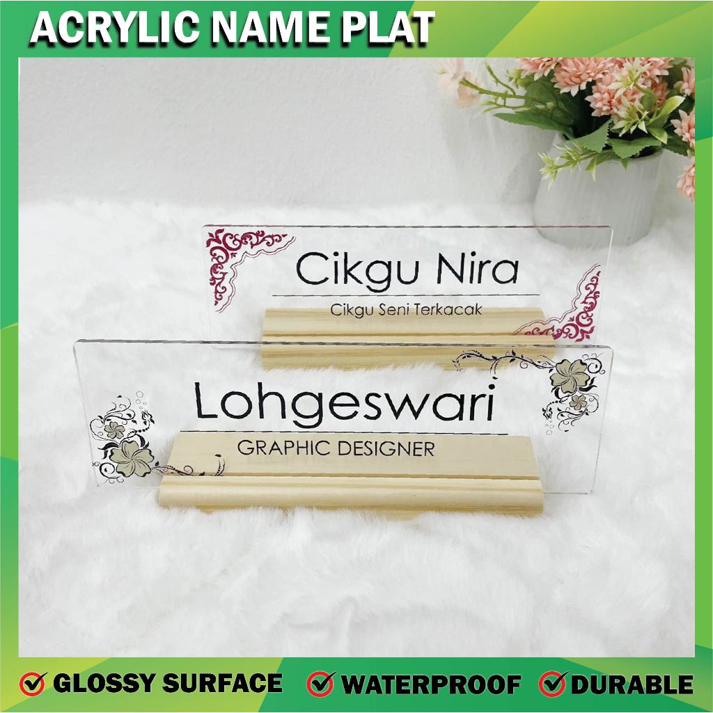 Desk Name Plate / Papan Tanda Nama Meja / Custom Name Plat Acrylic ...