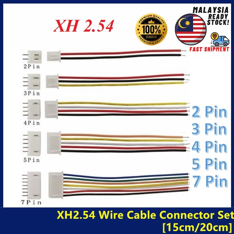 XH2.54 Wire Cable Connector Set XH 2.54mm pitch 2 Pin 3 Pin 4 Pin 5 Pin 7 Pin with Mating Board ...