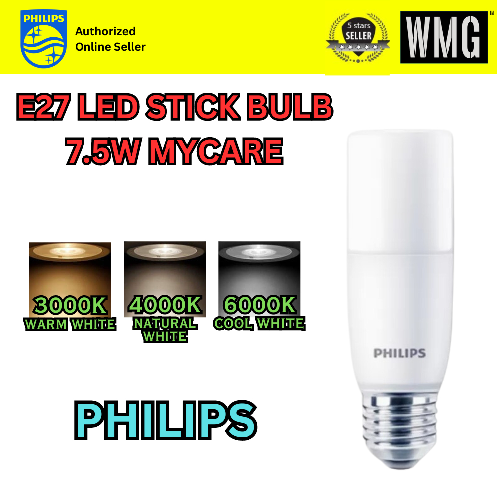PHILIPS E27 LED STICK BULB 7.5/9.5/11W MYCARE 3000/4000/6000K | Shopee Malaysia