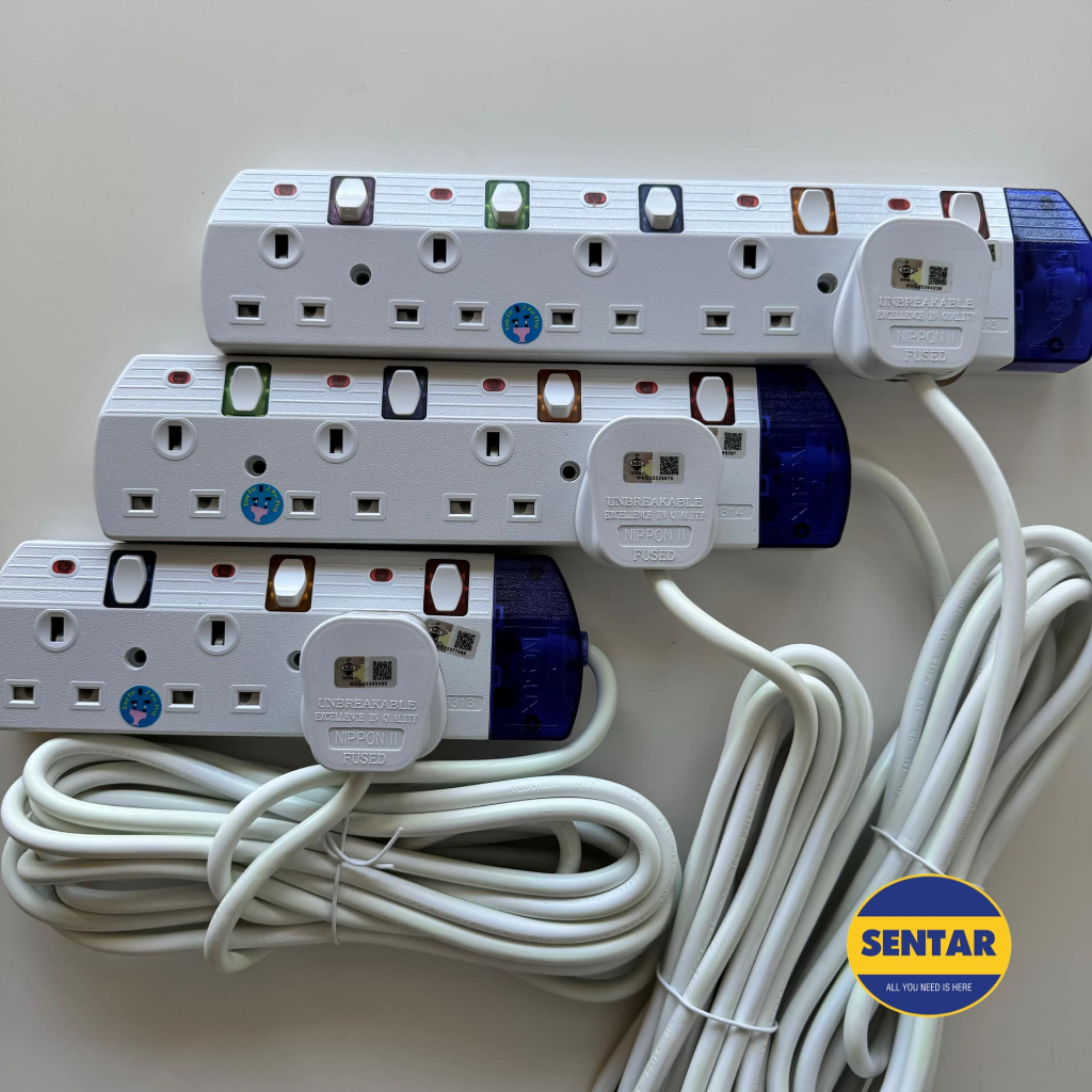 NESUX Extension 3 plug 3 / 4 / 5 Gang SIRIM 25 Heavy Light Duty ...
