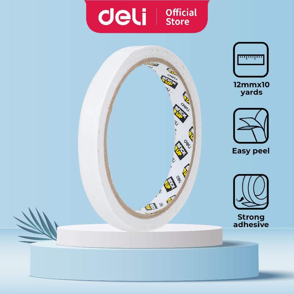 Deli Stick Up Double-Sided Tissue Tape Strong Adhesive (12mm x 1m ...