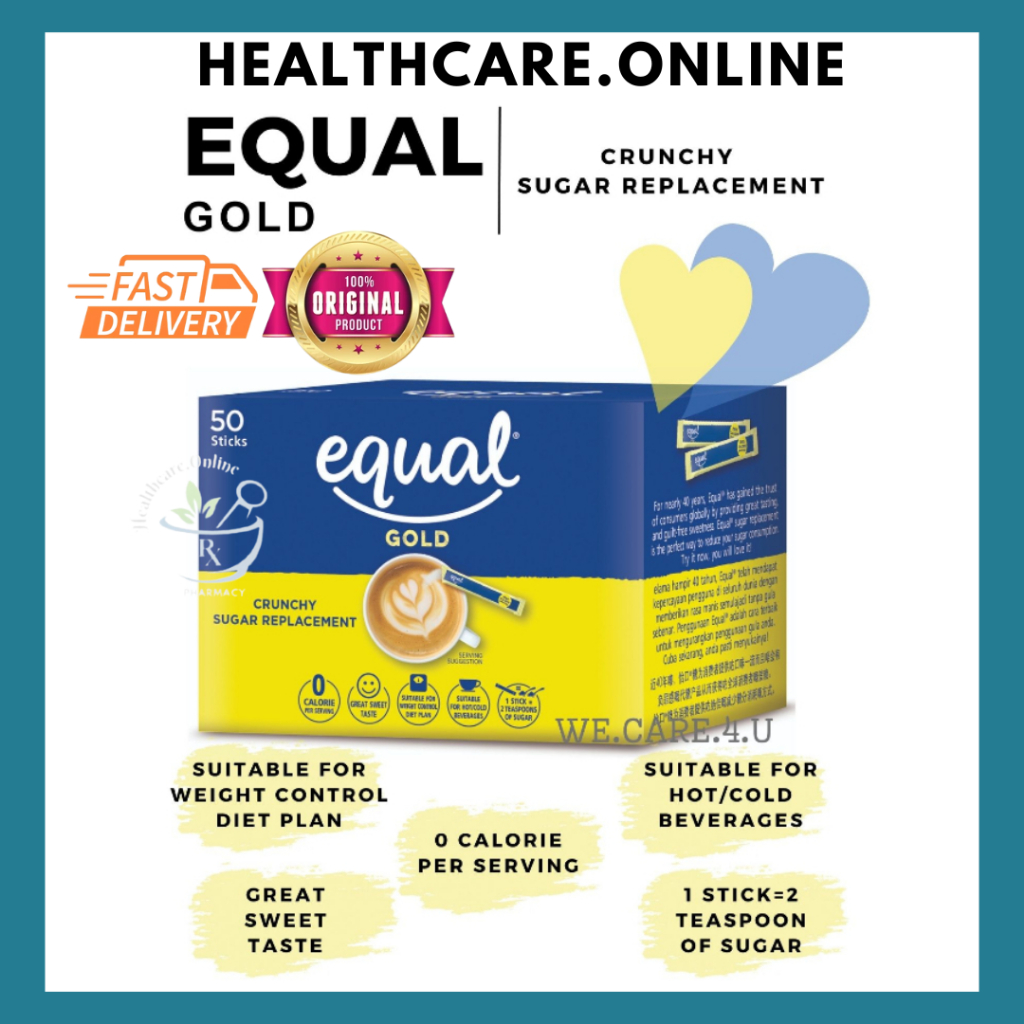 EQUAL GOLD CRUNCHY SUGAR REPLACEMENT 40G (50 STICKS) - ZERO KCAL ...