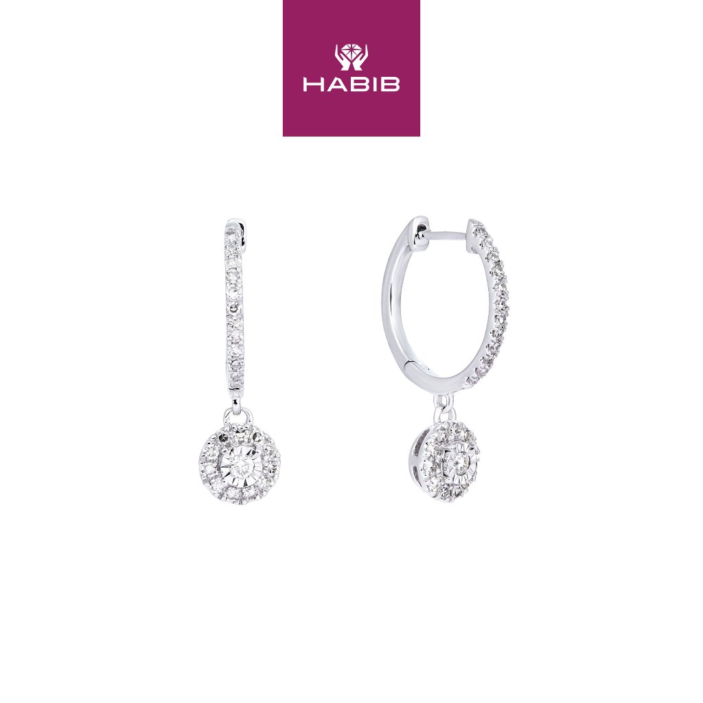 HABIB Diamond Earrings in 375/9K White Gold 558140121(E) | Shopee Malaysia