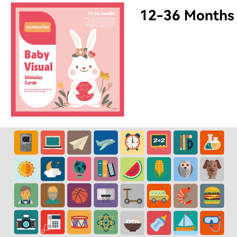 Montessori Baby Flash Card Baby Visual Stimulus Cards 0-36 Months ...
