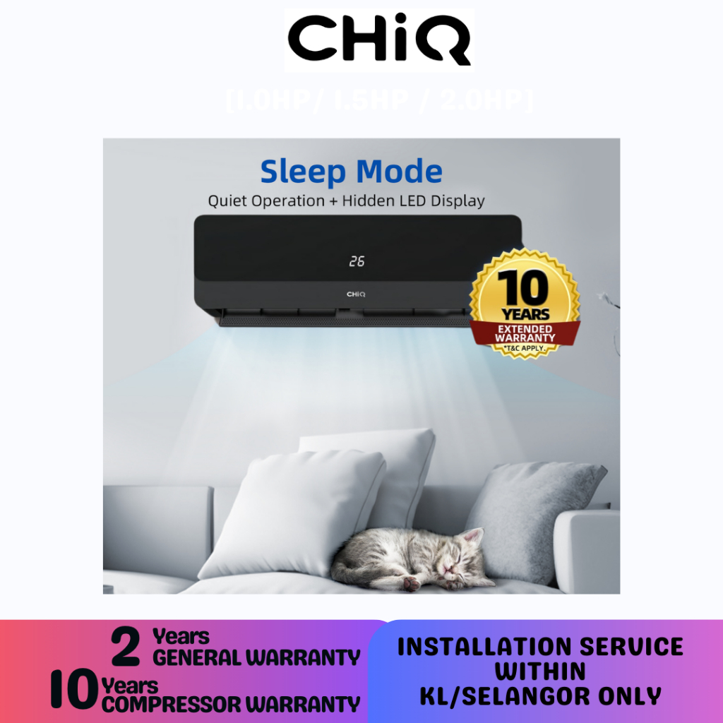 CHIQ Inverter Air Conditioner Black 1HP 2HP Wifi | Shopee Malaysia