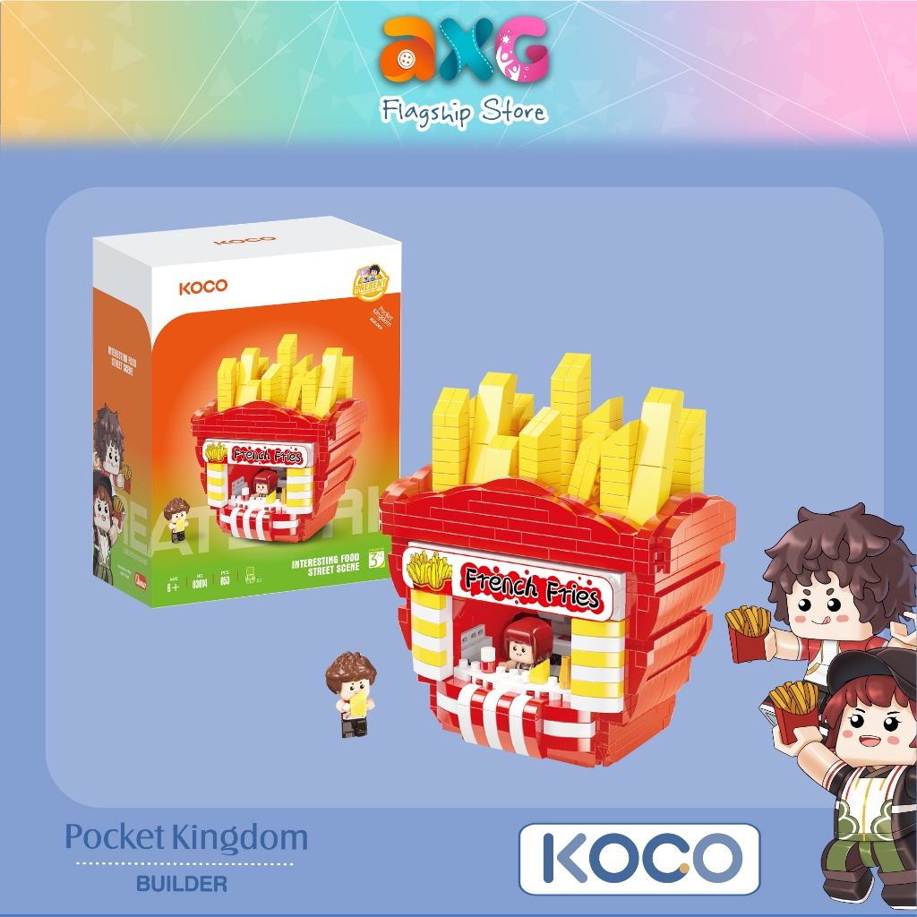 KOCO Food Street Chip Fries Shop Micro Mini Building Brick Set (853 Pcs ...