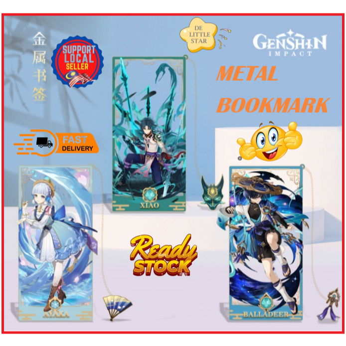Genshin impact Metal Bookmark Furina Neuvillette Zhongli Kazuha Xiao ...