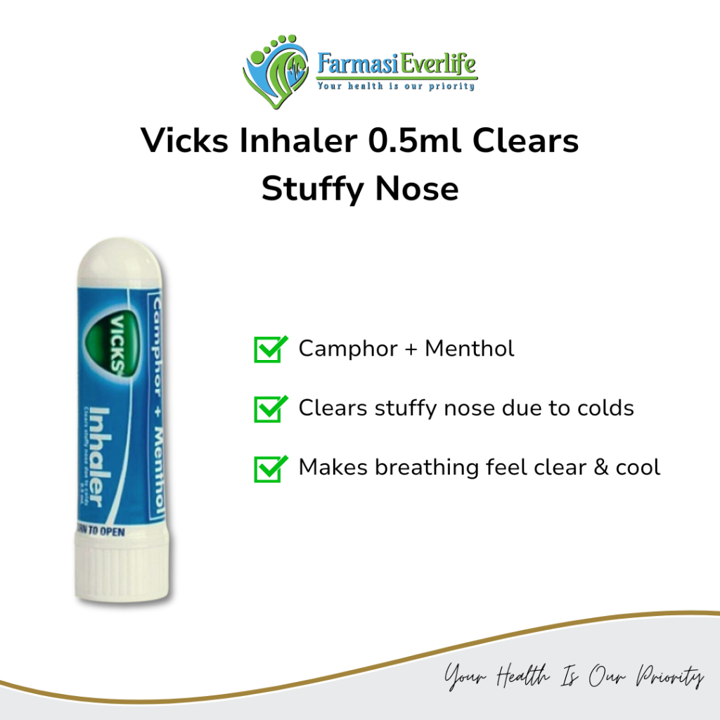 VICKS INHALER O.5ML CLEAR STUFFY NOSE | Shopee Malaysia