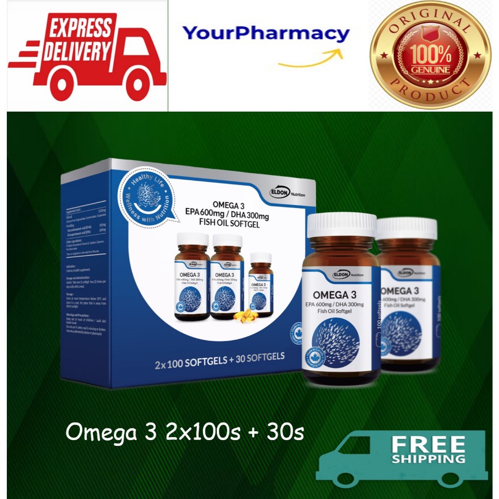 Eldon Nutrition Omega 3 (EPA 600mg / DHA 300mg) Fish Oil 2 x 100s + 30s ...