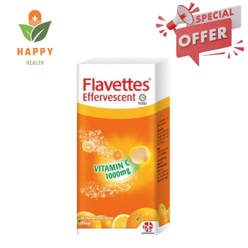 FLAVETTES EFFERVERSCENT TABLET VITAMIN C 1000MG 15'S / 30'S (ORANGE ...
