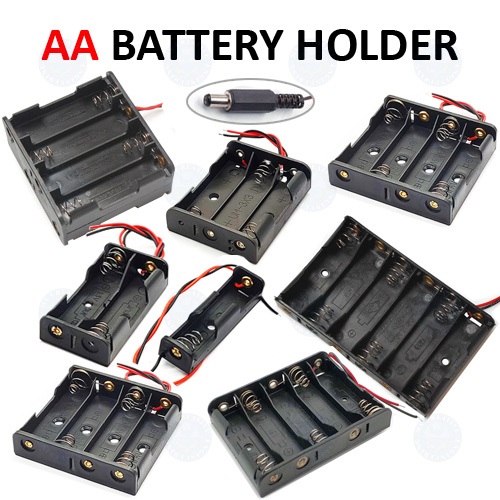 AA Battery Holder Box 1 2 3 4 5 6 8 Slot with Jack Connector Options ...