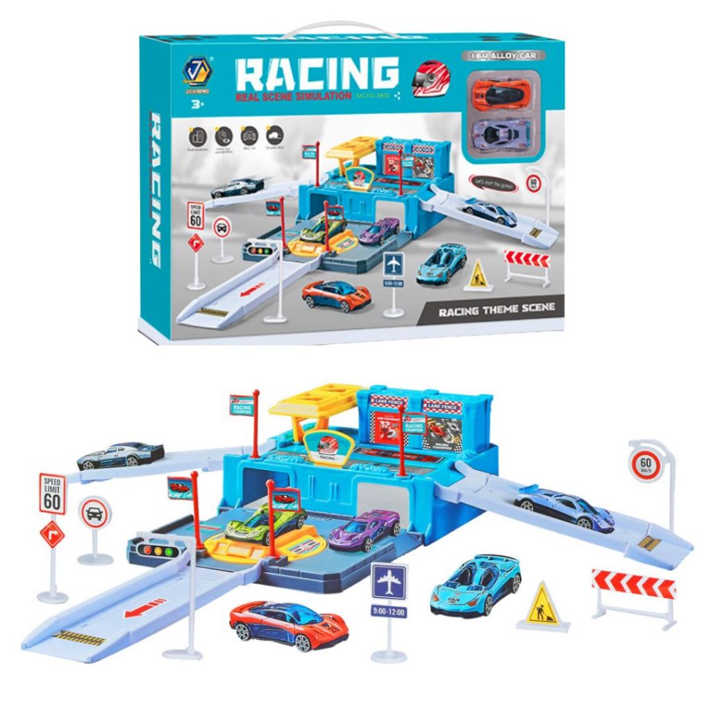 Racing Real Scene Simulation Racing Base with 1:64 Scale Alloy Car ...