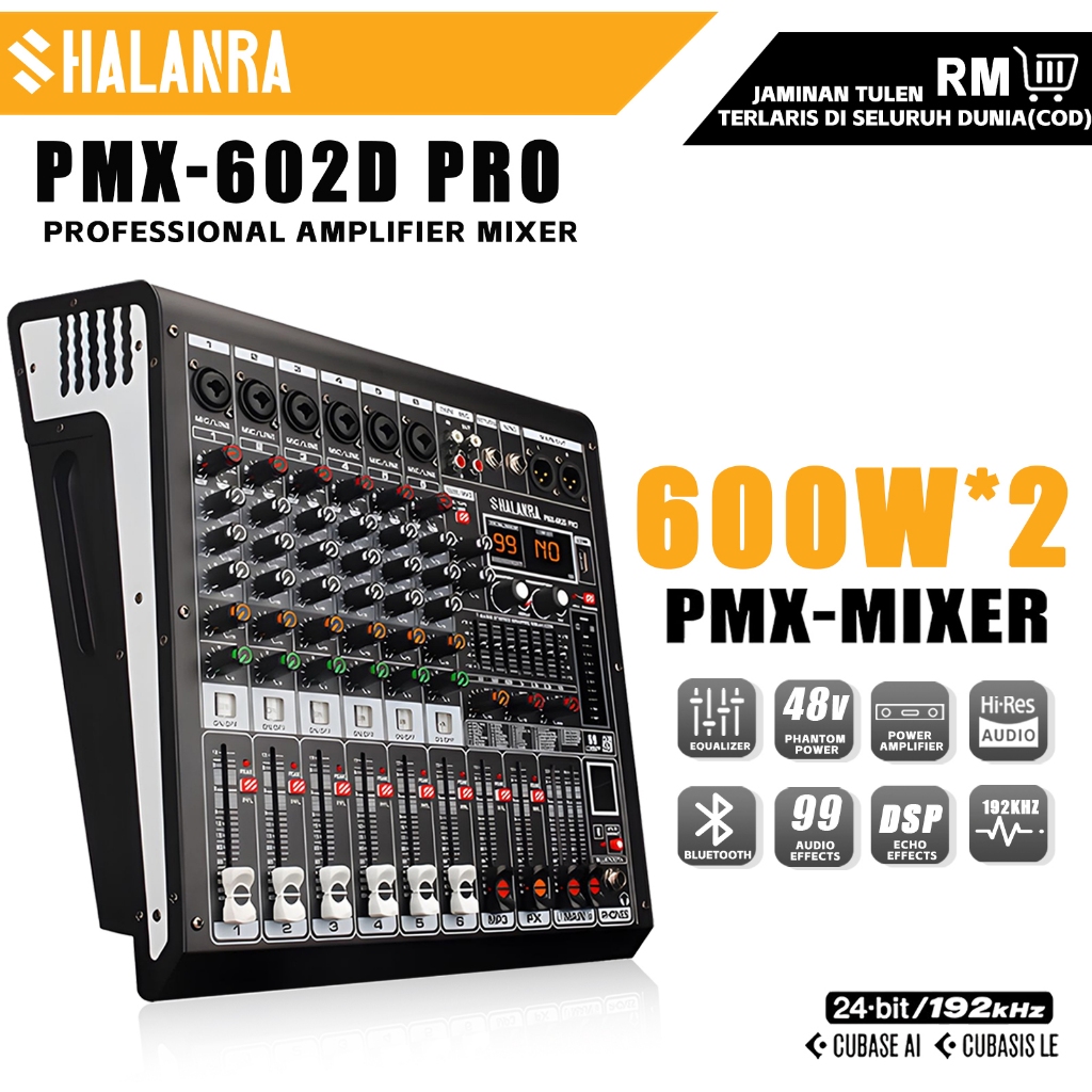 PMX602D PRO 6 Channel Power Audio Mixer Sound System Interface for ...