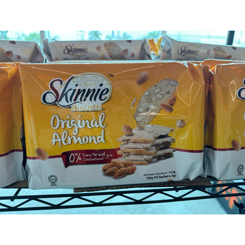 Skinnie Biscotti: Original Almond 135g (15 sachet/9g) Individual packs ...