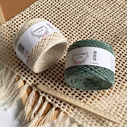 🇲🇾[READY STOCK] 9ply Cotton Linen yarn Momoko Yarn benang beg bag ...