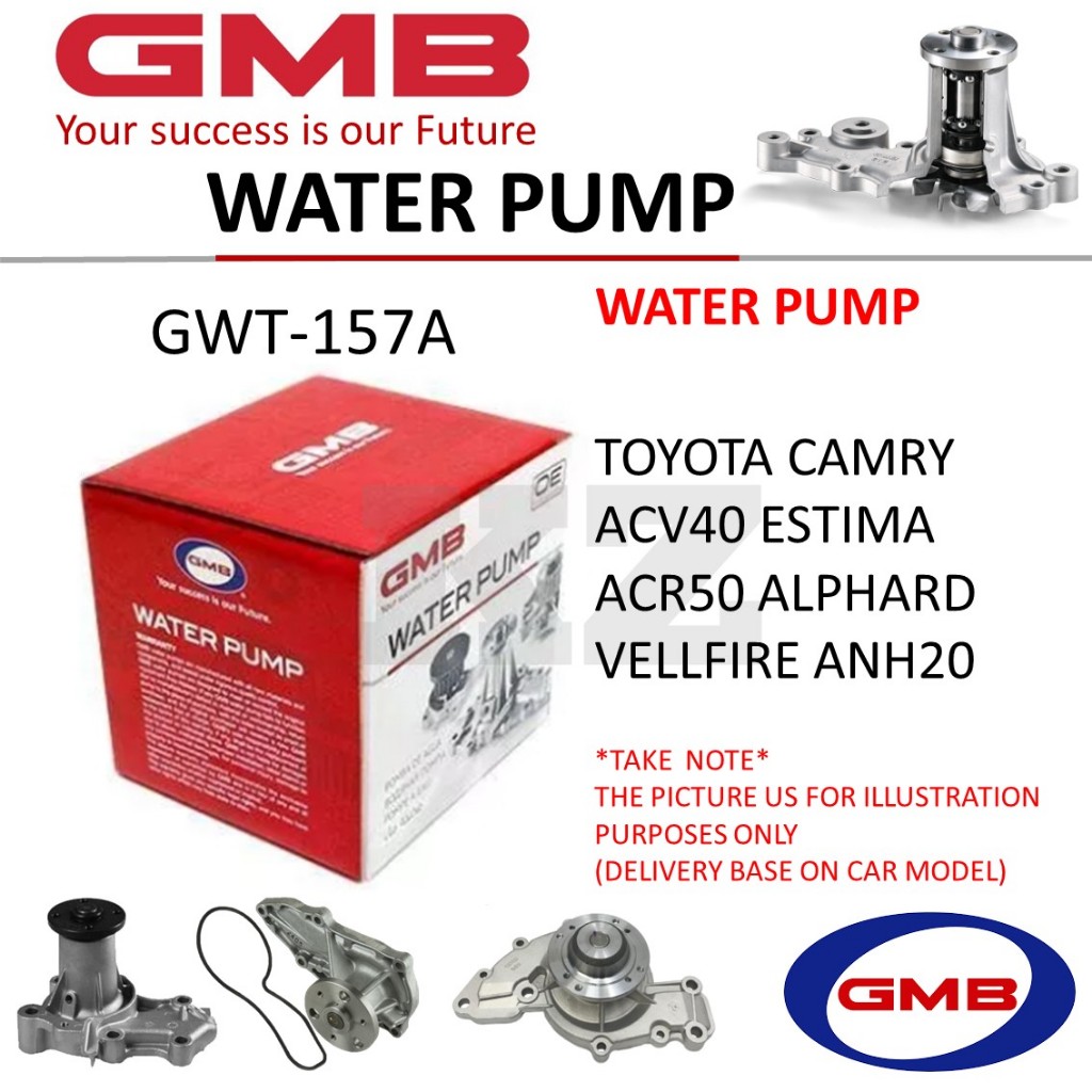 GMB BRAND WATER PUMP - GWT-157A TOYOTA CAMRY ACV40 ESTIMA ACR50 ALPHARD ...
