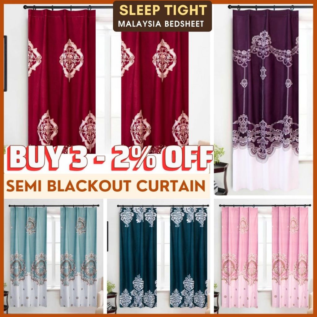 Langsir Murah Langsir Batik Style Semi Blackout Langsir Hook Rod ...