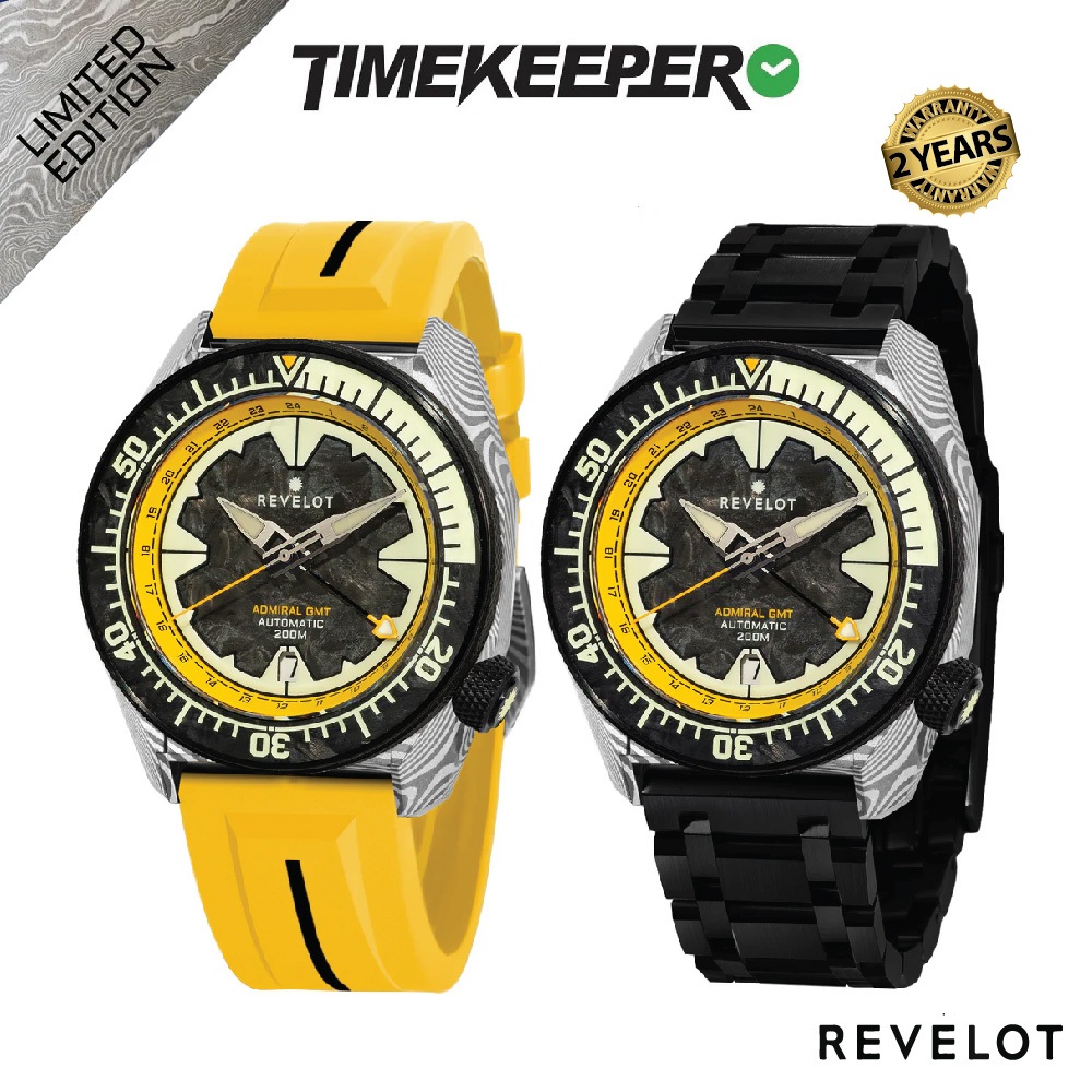Revelot R10 Admiral GMT Damascus Carbon Fiber Limited Edition Watch - 2 ...