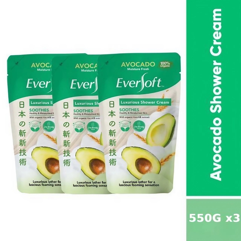 [Bundle of 3] EVERSOFT Avocado Shower 550g x3 | Healthy & Moisturised ...