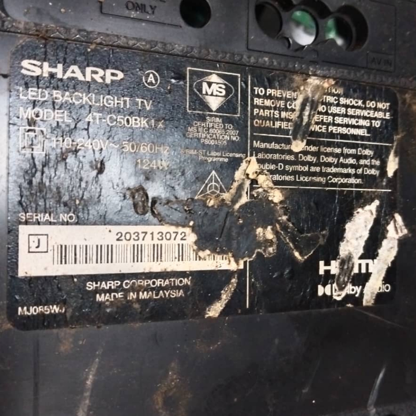 4T-C50BK1X SHARP 50" TV MAIN BOARD, POWER SUPPLY, SPEAKER, BACKLIGHTS ...