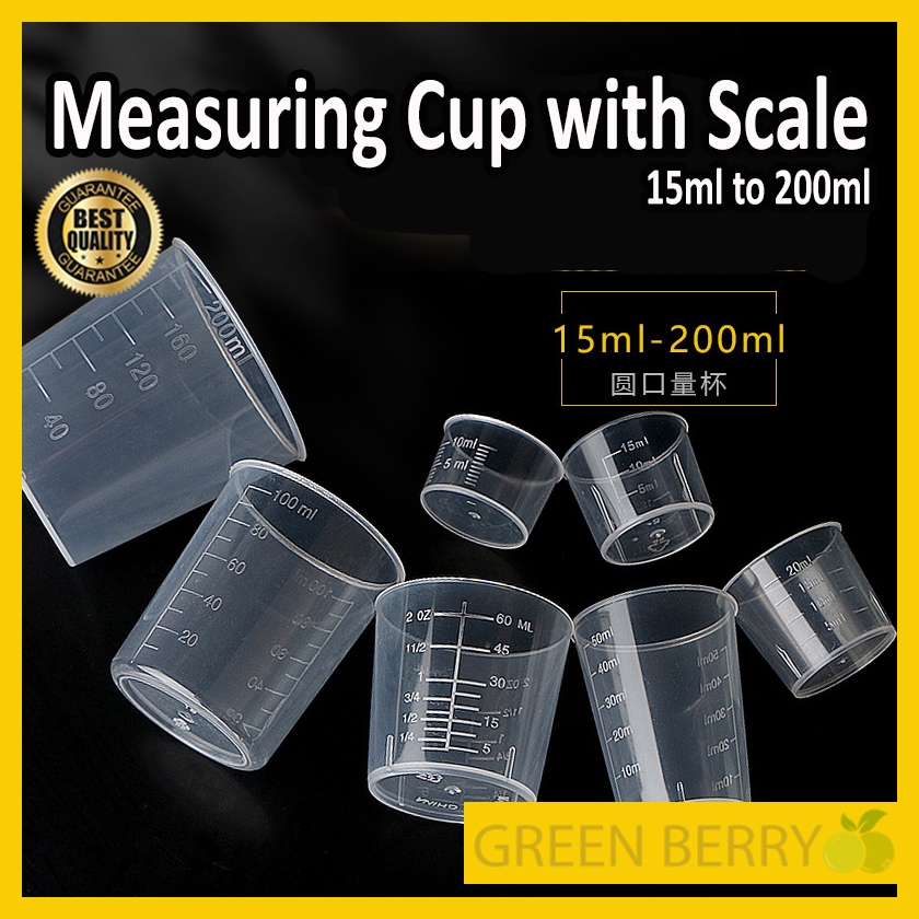 Plastic Measuring Cup Scale 10ml 15ml 20ml 30ml 50ml 100ml Clear ...