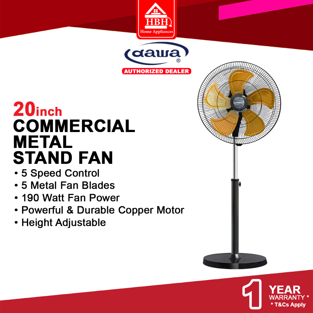 Dawa D-205A 190W 5 Speed Commercial Metal Blade Stand Fan D205A 205A ...
