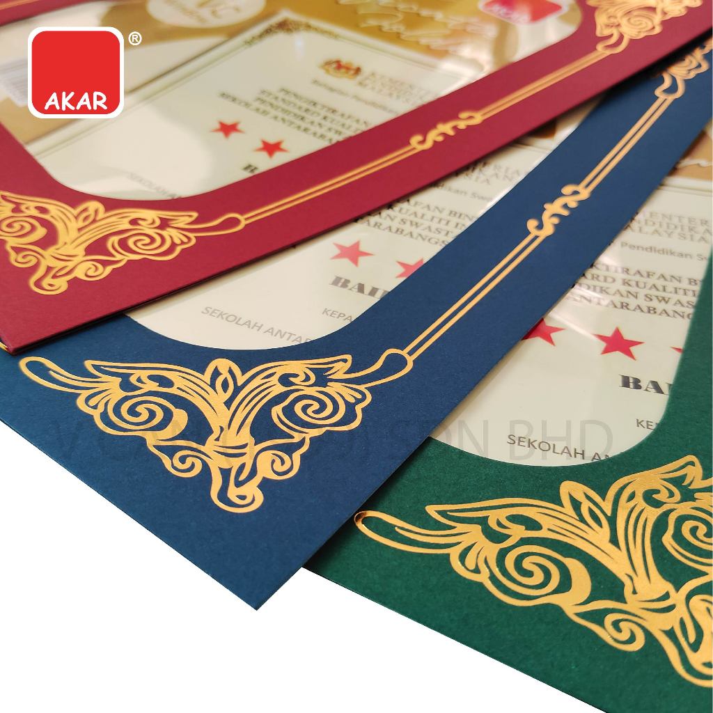 Folder Sijil A4 AKAR Graduasi / Pemegang Sijil A4 – Hot Stamping Emas ...
