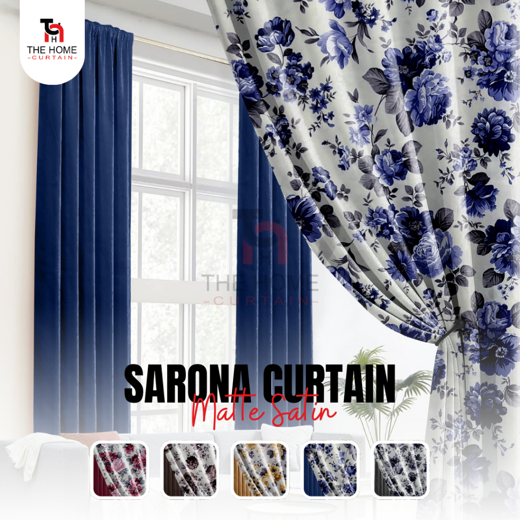 SARONA Floral Curtain Ready Made 1pcs / Hook & Ring / Langsir Bercorak ...