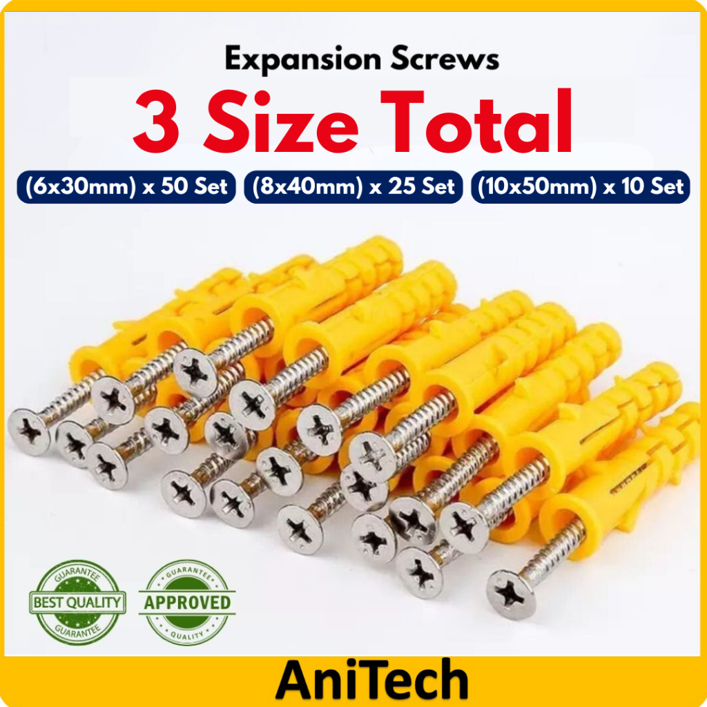 3 Size Ribbed Nylon Anchor Wall Plug PVC Wall Plug Expansion Furniture ...