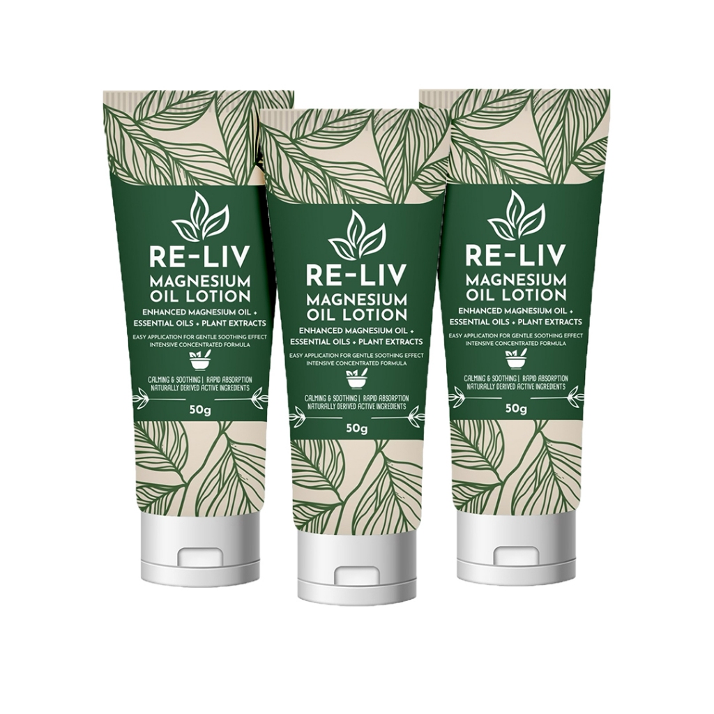RE-LIV MAGNESIUM BODY CREAM - 50g BUNDLE PACK OF 3 (PAIN RELIEF , MUSCLE RELAX, RELIV) | Shopee ...