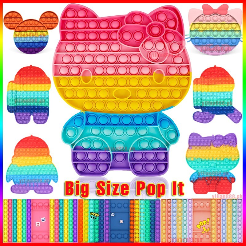 Big Size Pop It Hello Kitty Push Bubble Silicone Sensory Fidget Toy ...