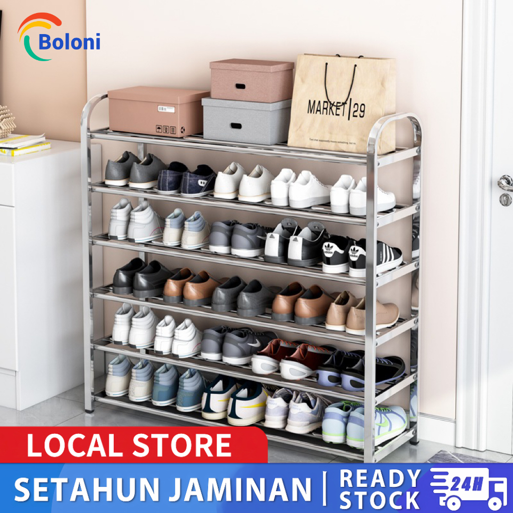 3-6 layers stainless steel shoe rack stackable shoe storage rack shoe ...