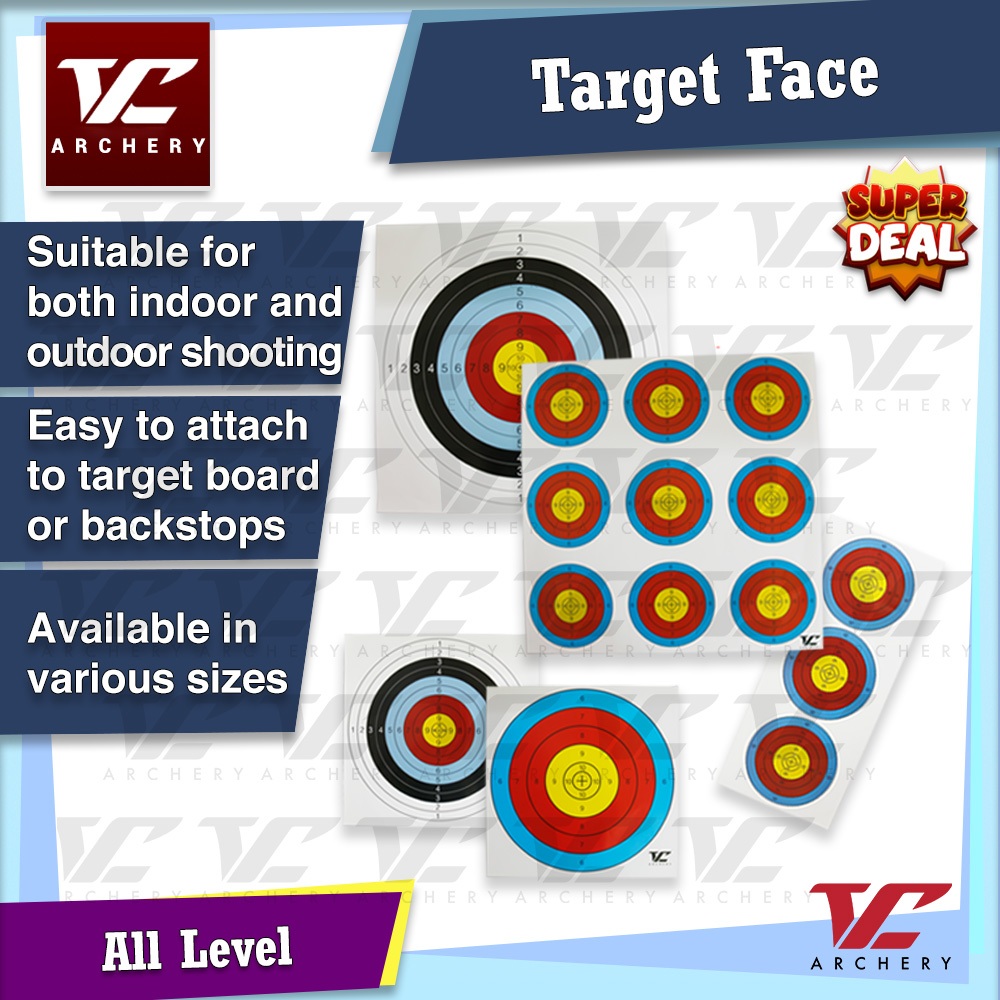 V Club Archery Target Paper Target Face - Full Ring / Half Ring / 3 ...