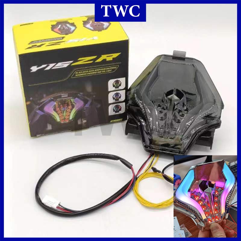 TWC Y15ZR V1 V2 TAIL LAMP LED RGB RAINBOW COLOUR YAMAHA R25 MT07 MT25 Y15 LAMPU BELAKANG BRAKE ...