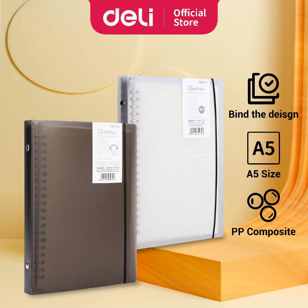 Deli Loose Leaf Binder Notebook Refillable Transparent Cover A5/ B5 120 ...