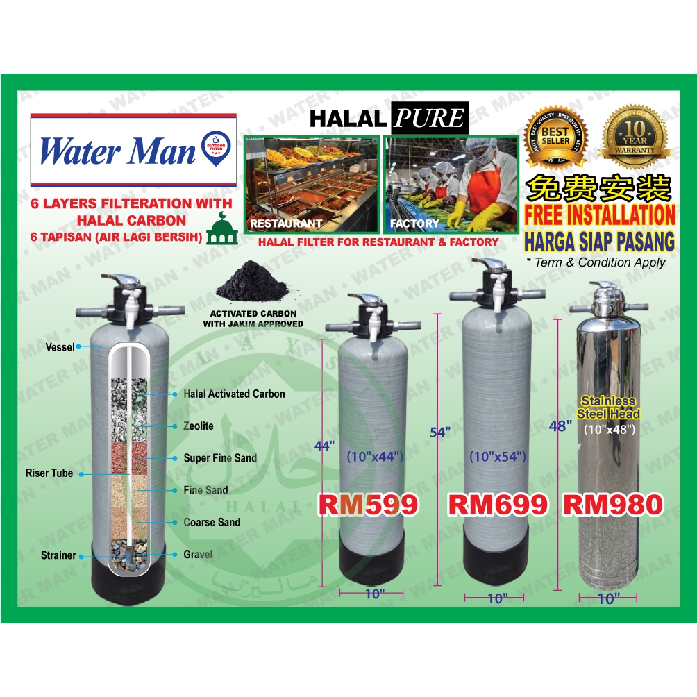 Free Installation Waterman Outdoor water filter with halal active ...