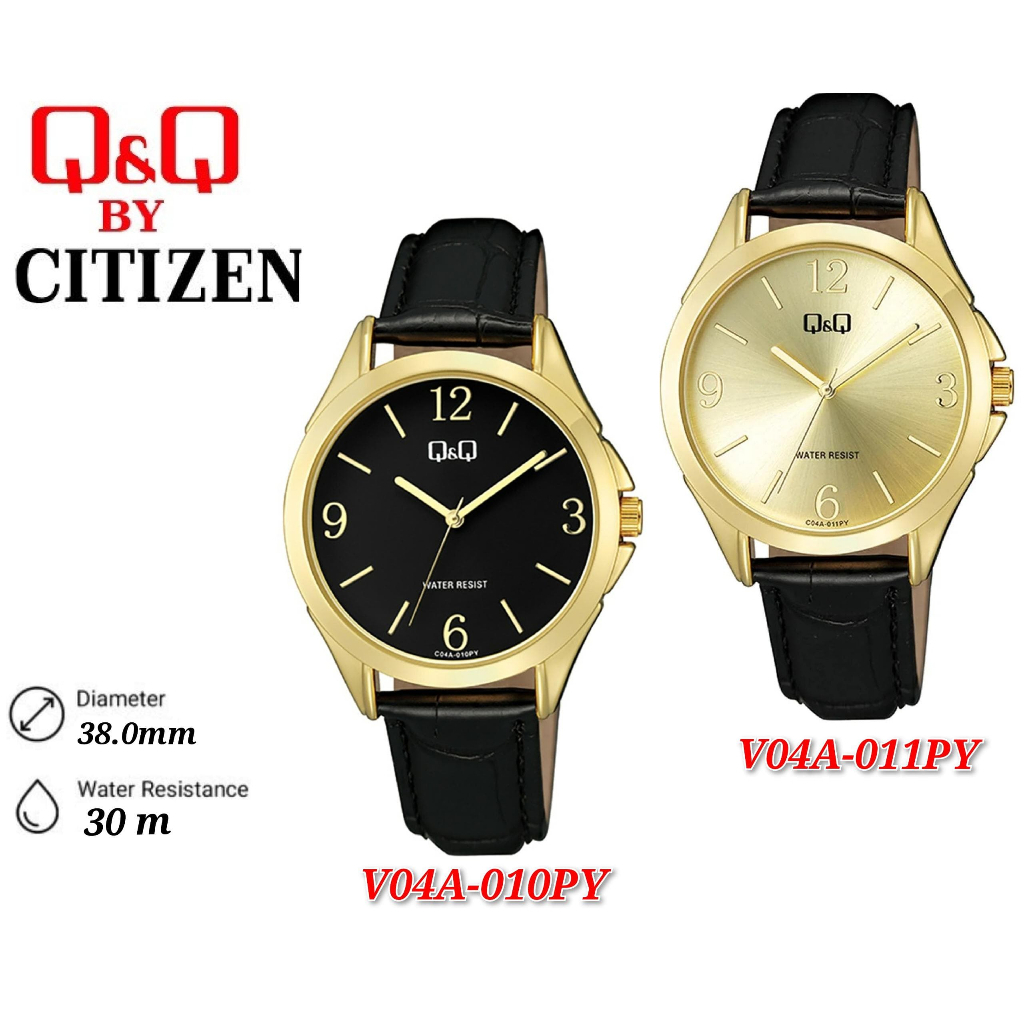 Q&Q Watch by Citizen C04A Men's Analog Watch Leather Strap | Shopee Malaysia